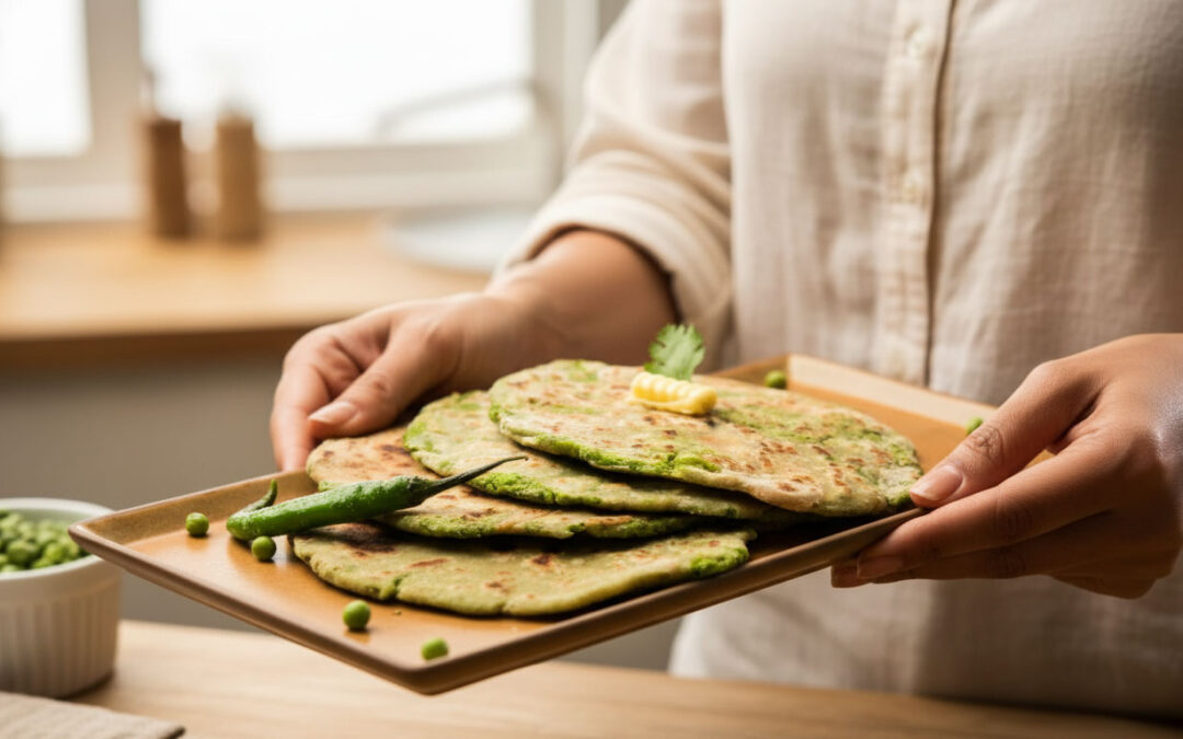 Griddle-Fried Pea-Stuffed Whole Wheat Bread HARI MATAR PARATHA ...